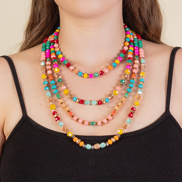 72983 - Layered Beaded Necklace - Multi | Your Fashion Wholesale